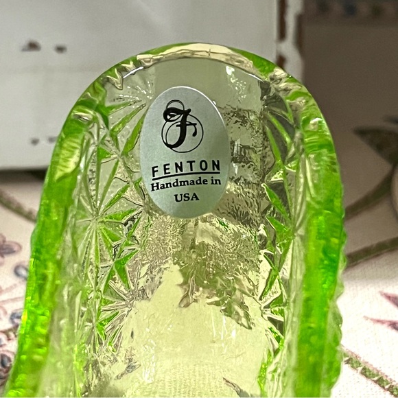 Fenton | Art | Vintage Fenton Green Patterned Transparent Glass ...